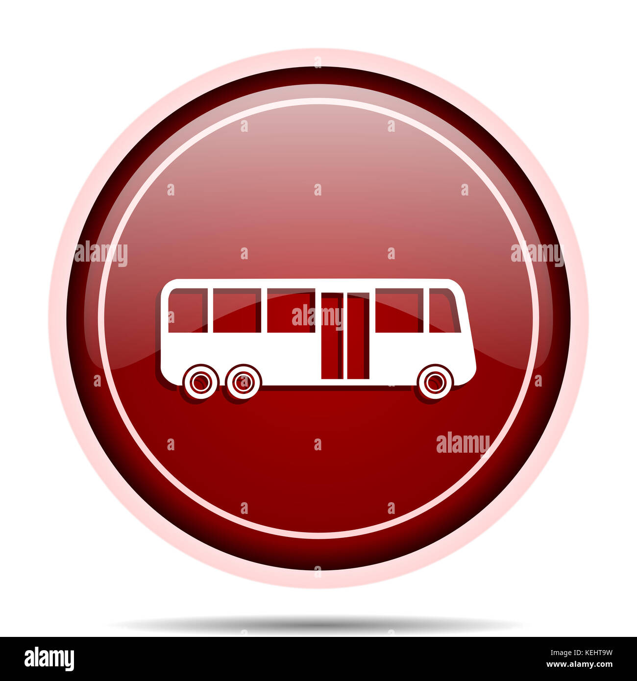 Bus red glossy round web icon. Circle isolated internet button for ...