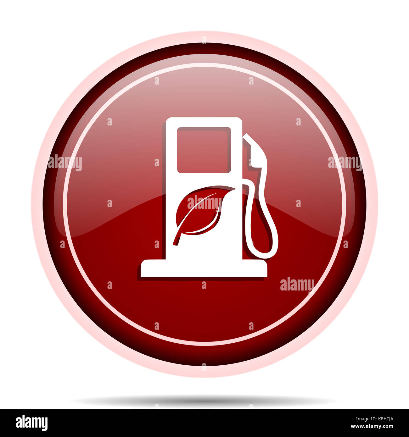 Biofuel red glossy round web icon. Circle isolated internet button for ...