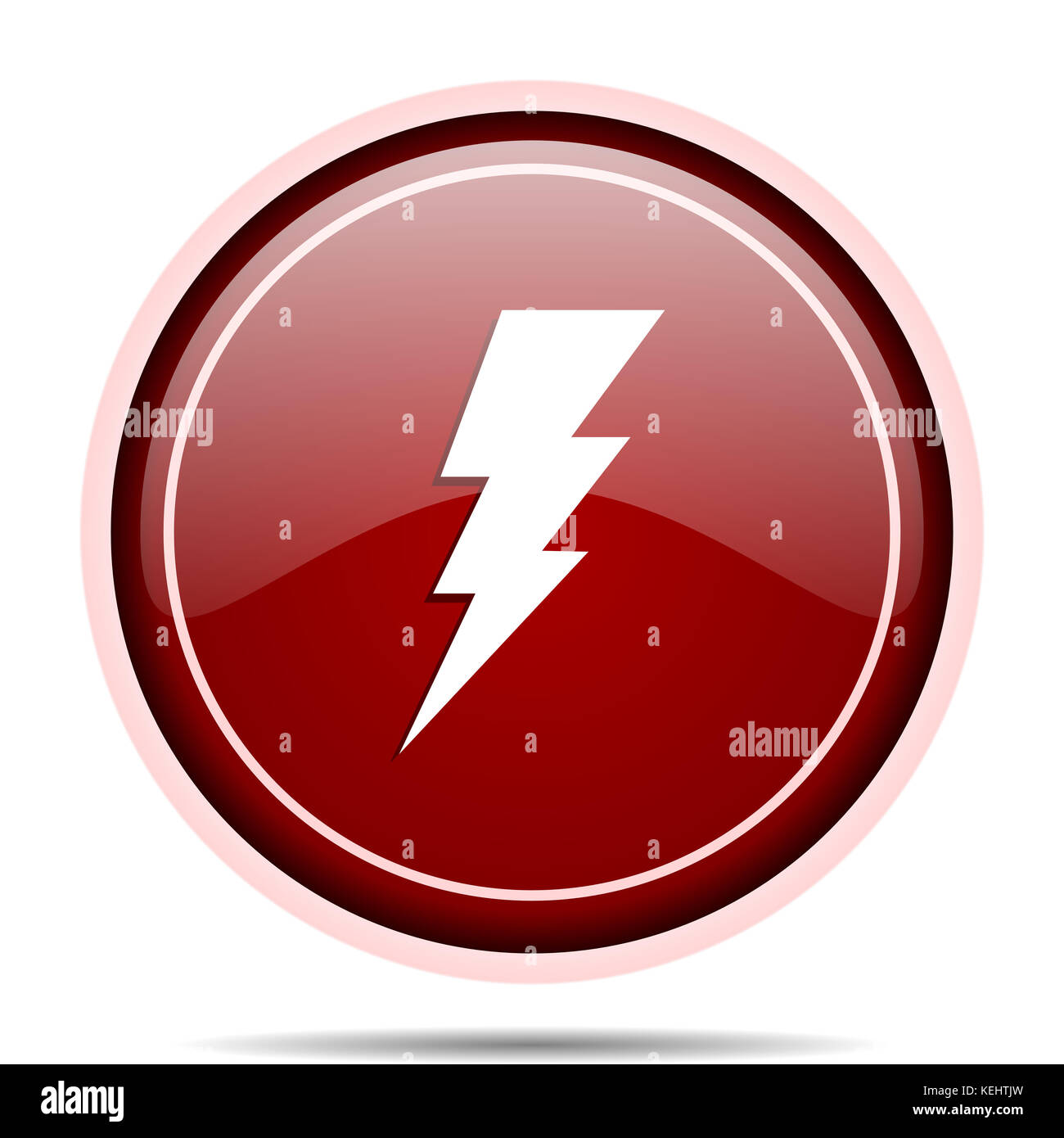 Bolt red glossy round web icon. Circle isolated internet button for ...