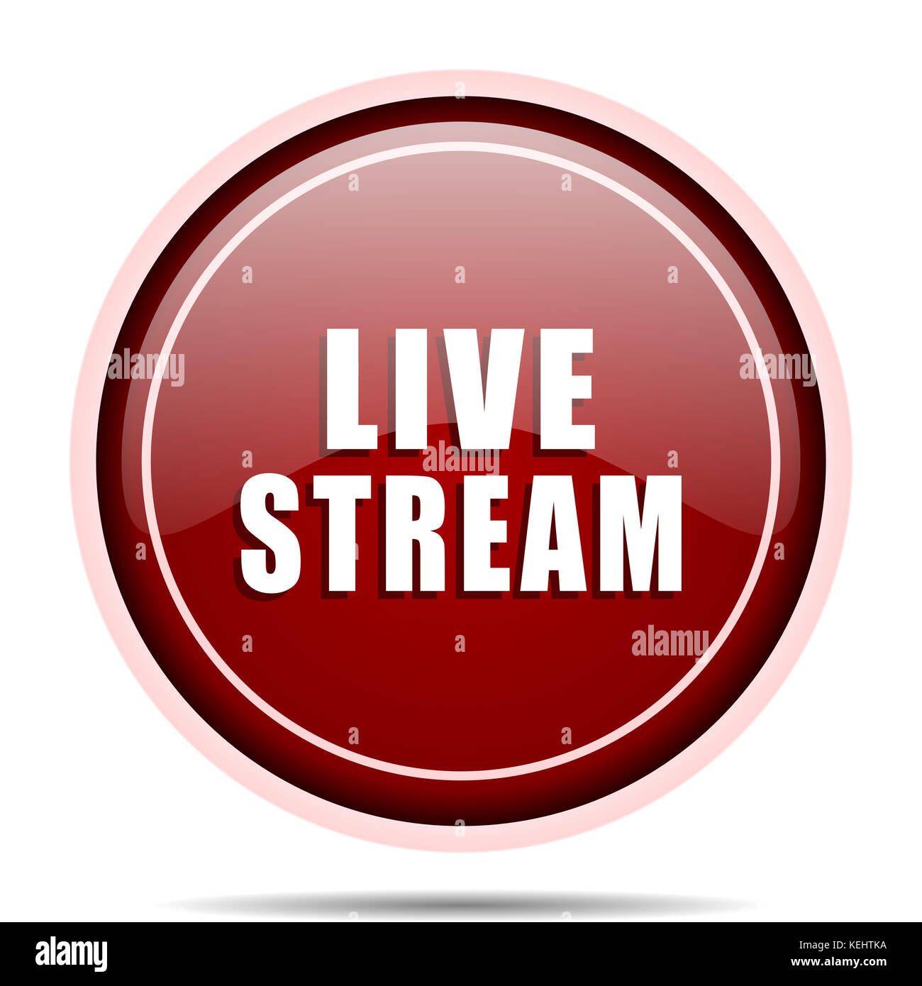 Live stream red glossy round web icon. Circle isolated internet button ...