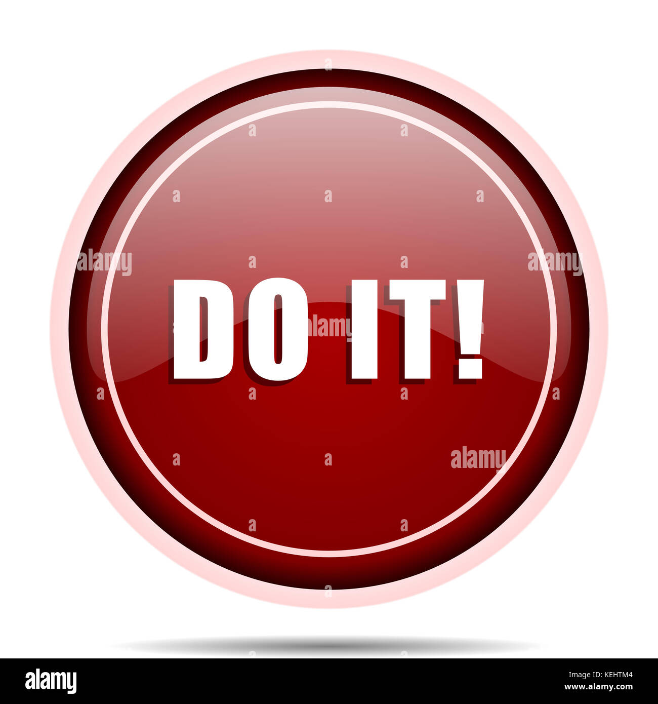 Do it red glossy round web icon. Circle isolated internet button for ...