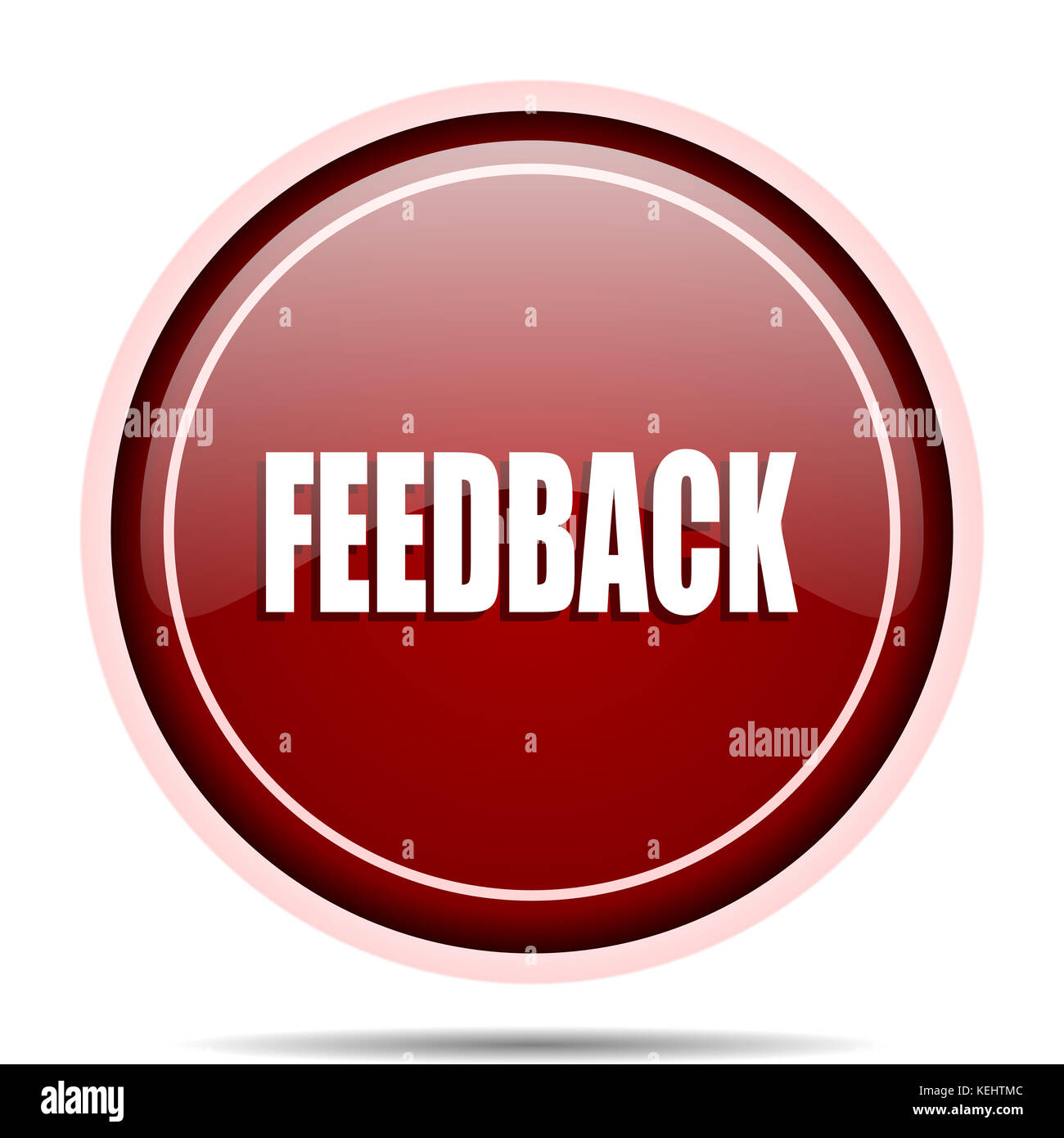 Feedback red glossy round web icon. Circle isolated internet button for ...