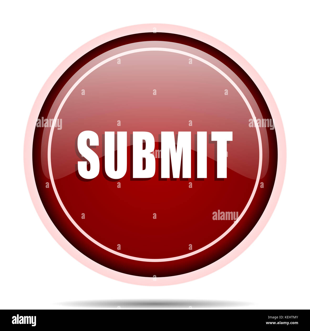 Submit red glossy round web icon. Circle isolated internet button for ...