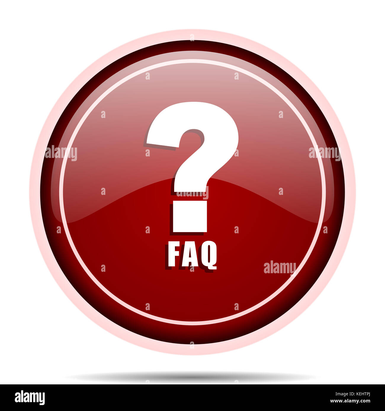 Faq red glossy round web icon. Circle isolated internet button for ...