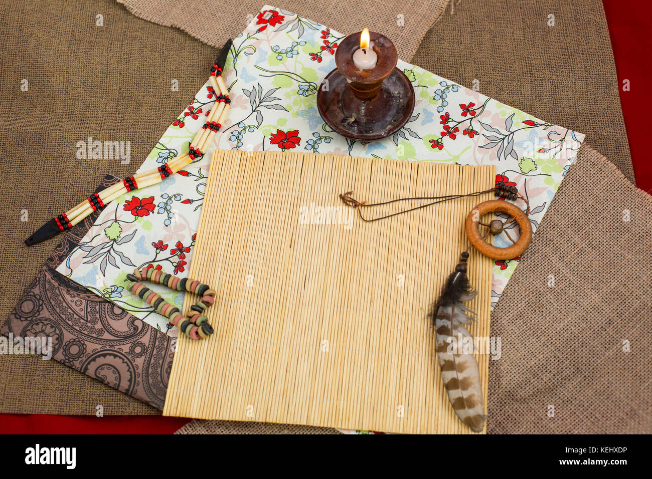 Sewing textile or cloth. Gold scissors pin cushion, and natural white ...