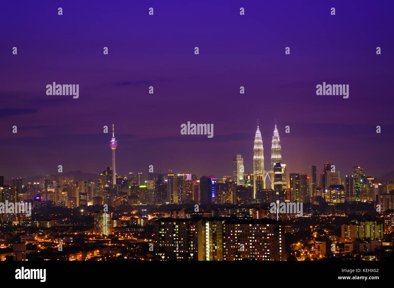 The capital city of Malaysia, Kuala Lumpur city skyline night view Stock Photo - Alamy