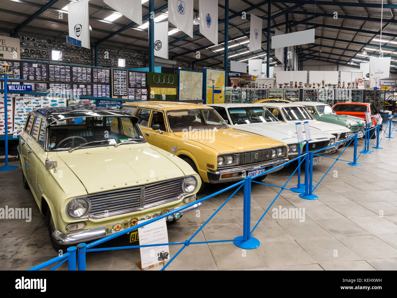 Display of various post war cars popular in Australia at the Motor ...