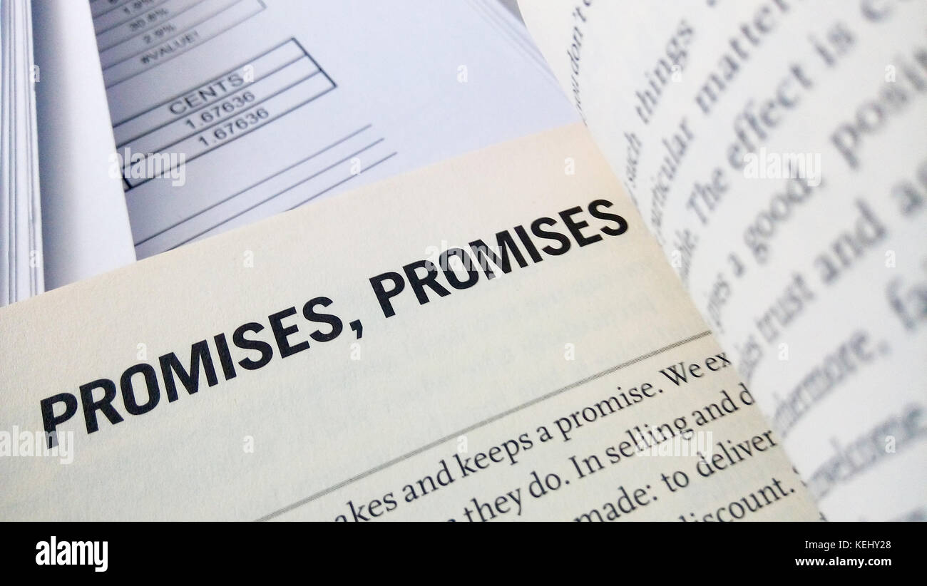 Promise word on the book with balance sheet as background Stock Photo ...