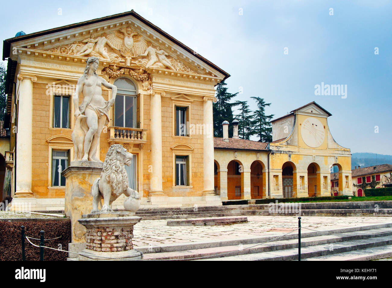 Italy, Veneto, Maser, Villa Barbaro designed by Andrea Palladio Stock ...