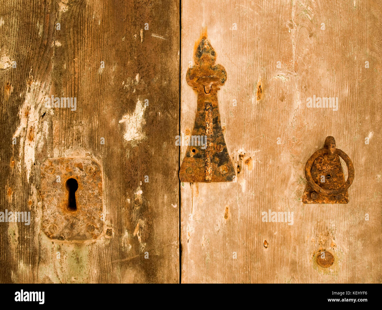 Authentic medieval lock and fittings on a door in Mdina on the island ...