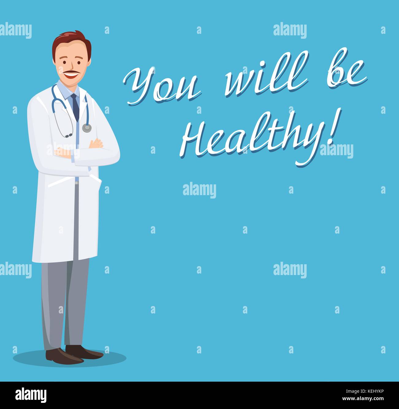 Doctor on background of blue boards with text Stock Vector Image & Art ...