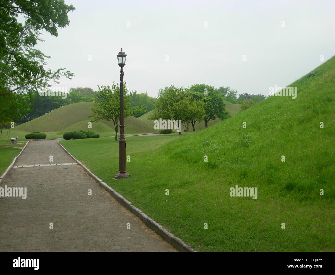 The Tumuli park belt with royal tombs in Gyeongju, South Korea Stock ...