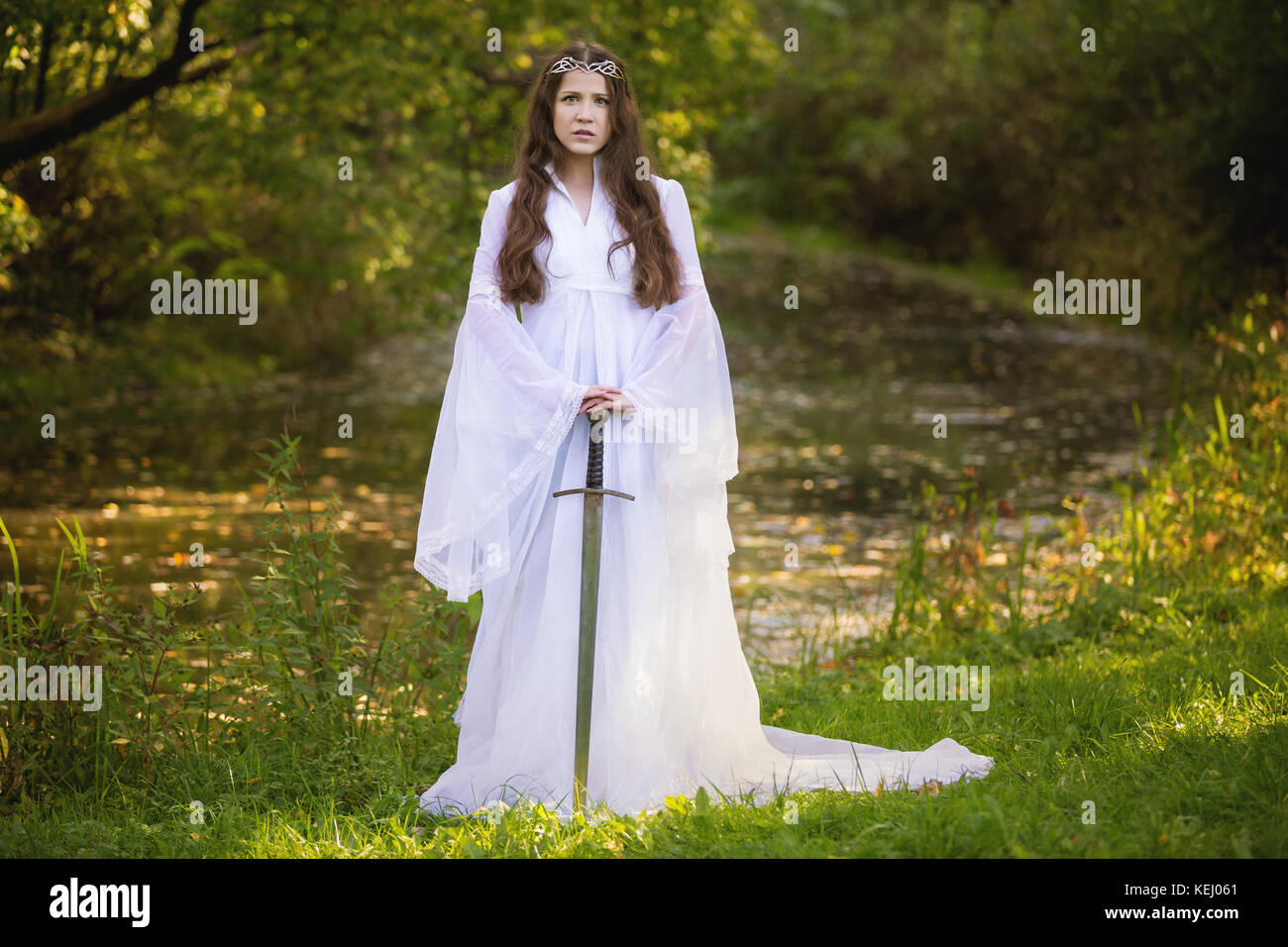 Ancient Princess with sword Stock Photo - Alamy
