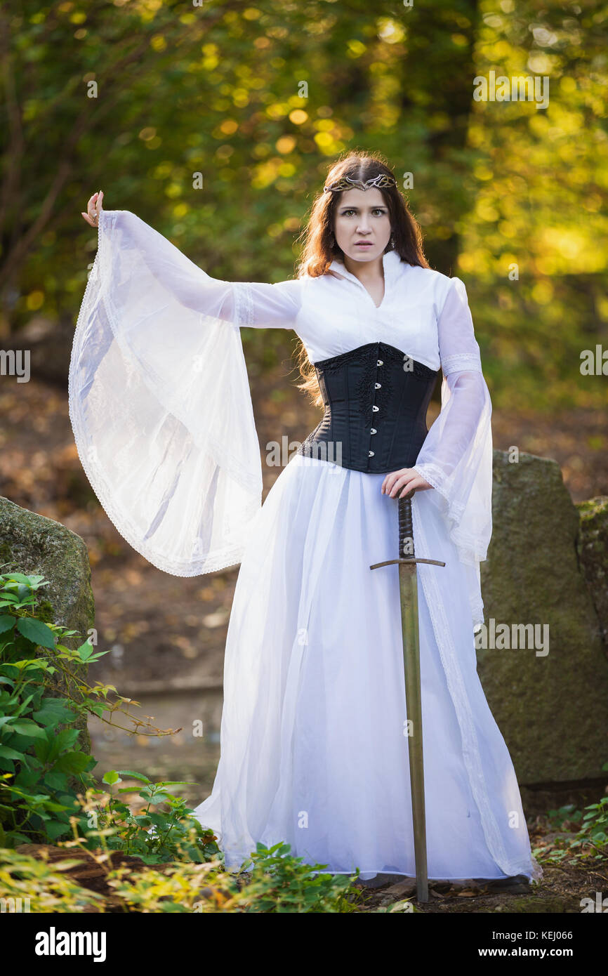Ancient Princess with sword Stock Photo - Alamy