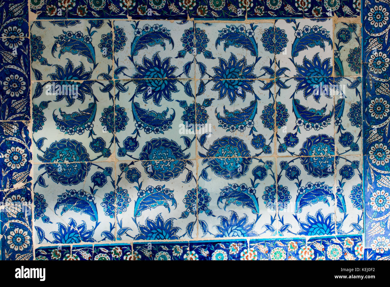 Ancient Ottoman time Handmade Turkish Tiles with floral patterns Stock ...