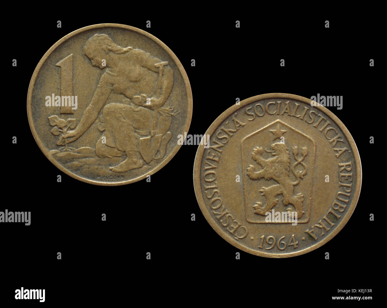 Save Download Preview Vintage Czechoslovakia 1 krona coin made 1964 ...