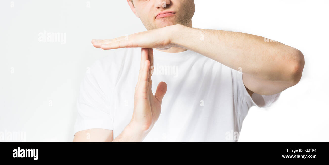 People showing time out hand gesture hi-res stock photography and ...