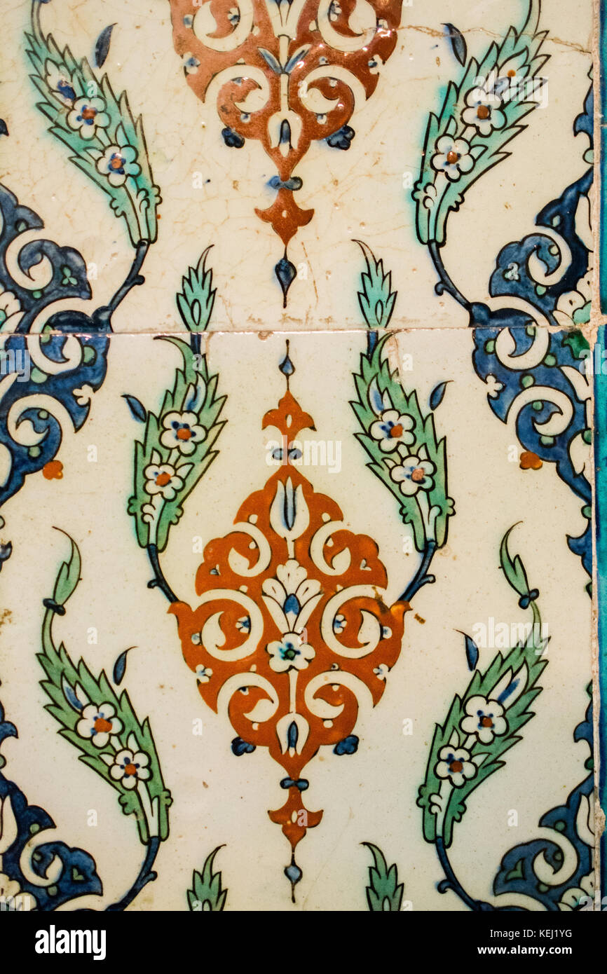 Ottoman ancient Handmade Turkish Tiles with floral patterns Stock Photo ...