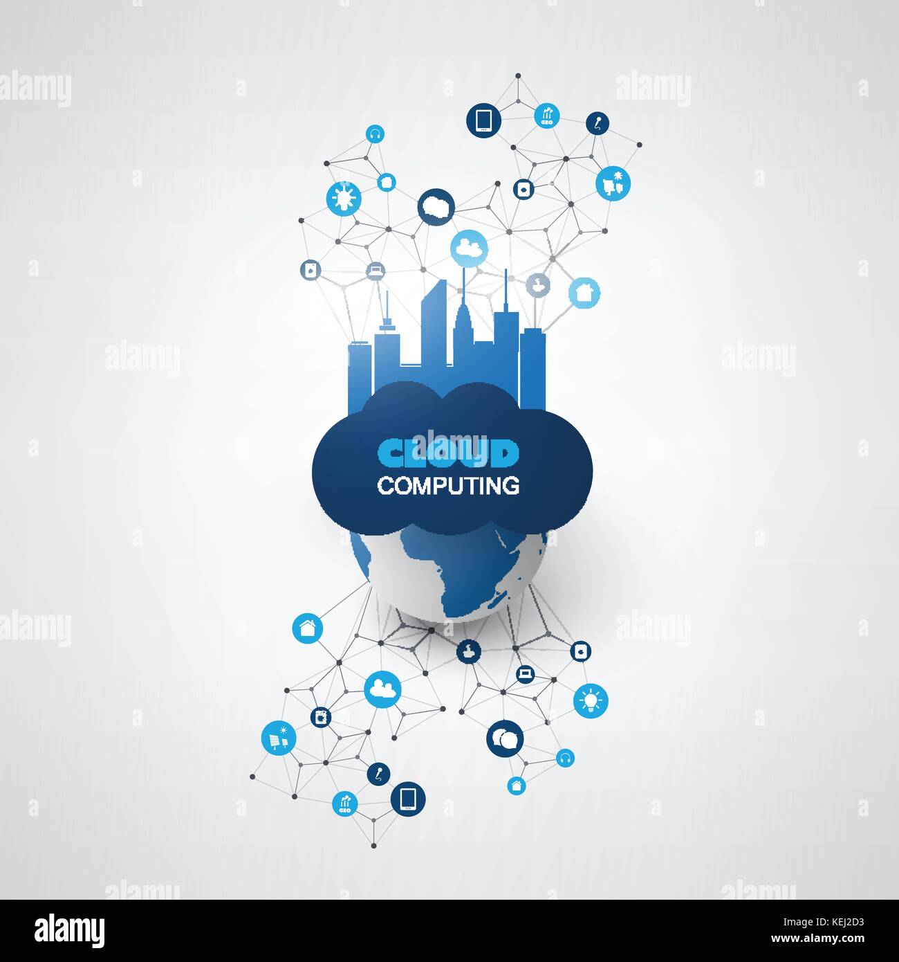 Cloud Computing Design Concept with Icons - Digital Network Connections, Data Exchange ...