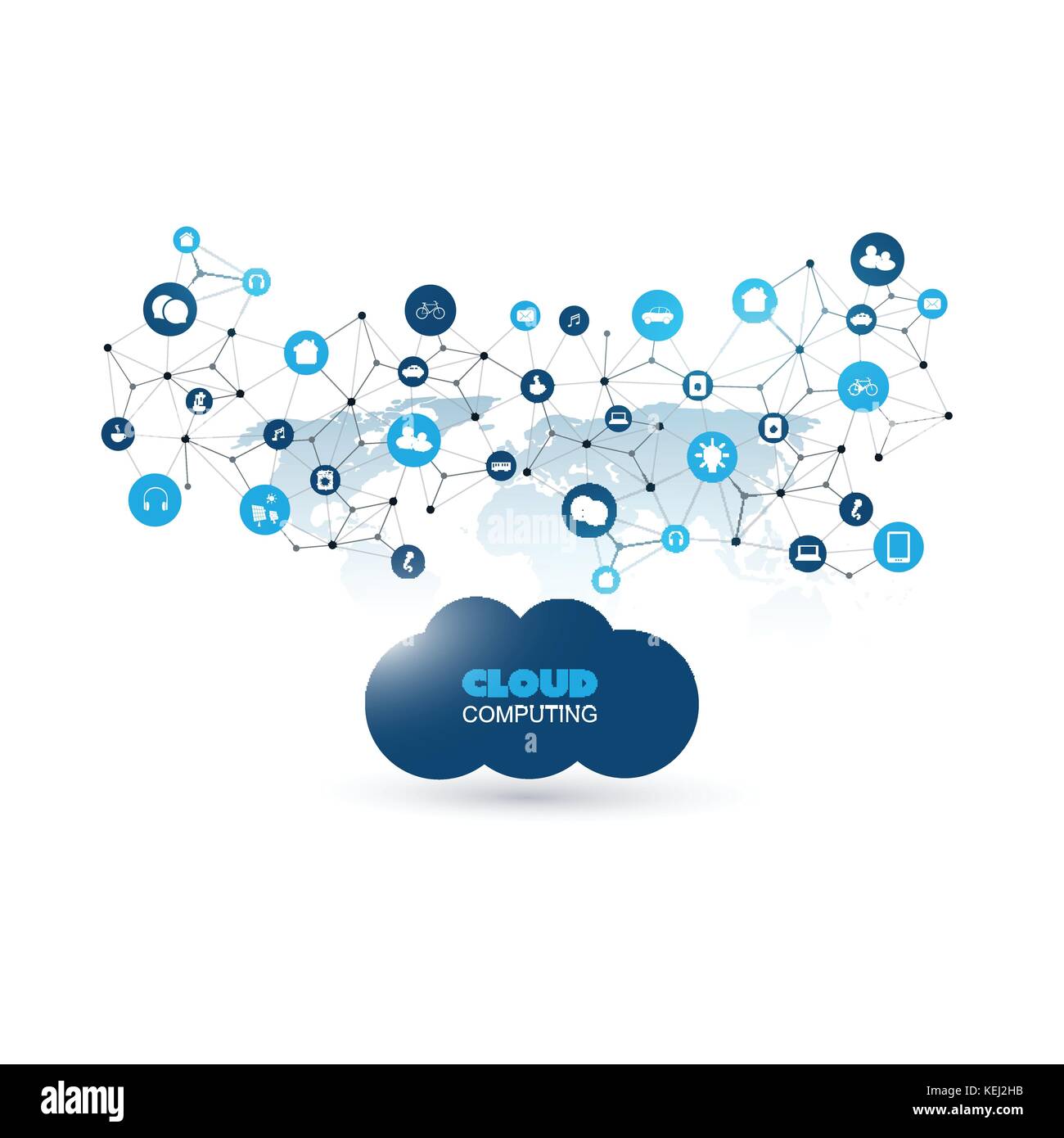 Cloud Computing Design Concept with Icons - Digital Network Connections, Technology Background ...