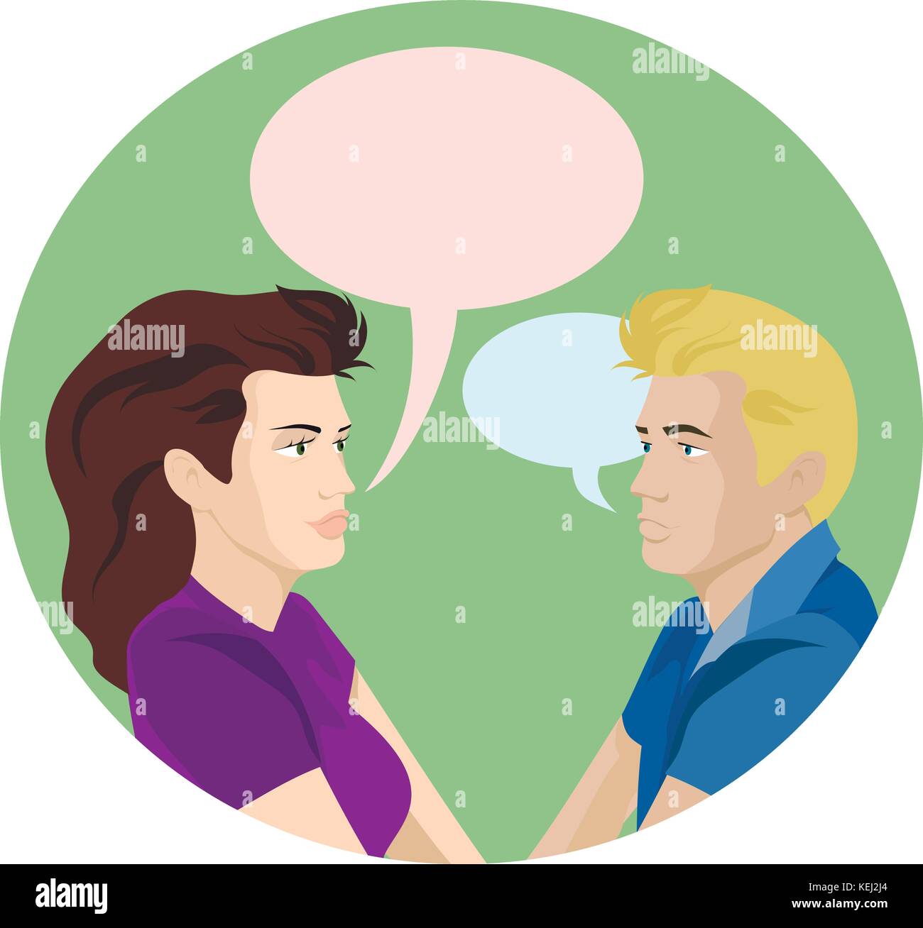 Man and woman chatting. Vector illustration in flat design with speech ... Man and woman chatting. Vector illustration in flat design with speech ...