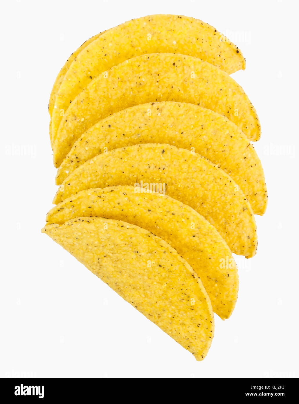 Six empty taco shells spooning. Isolated Stock Photo - Alamy