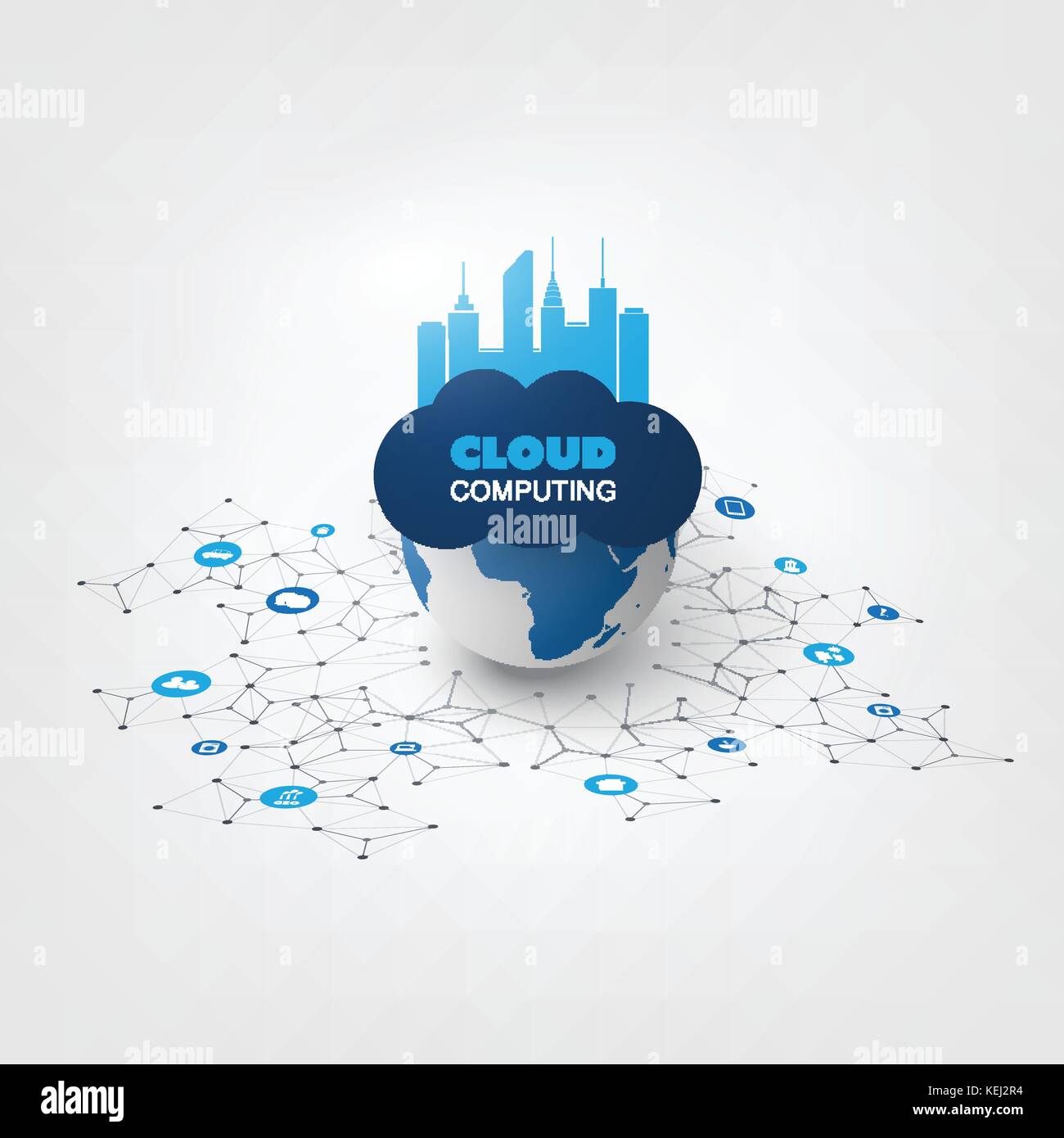 Cloud Computing Design Concept with Icons - Digital Network Connections ...