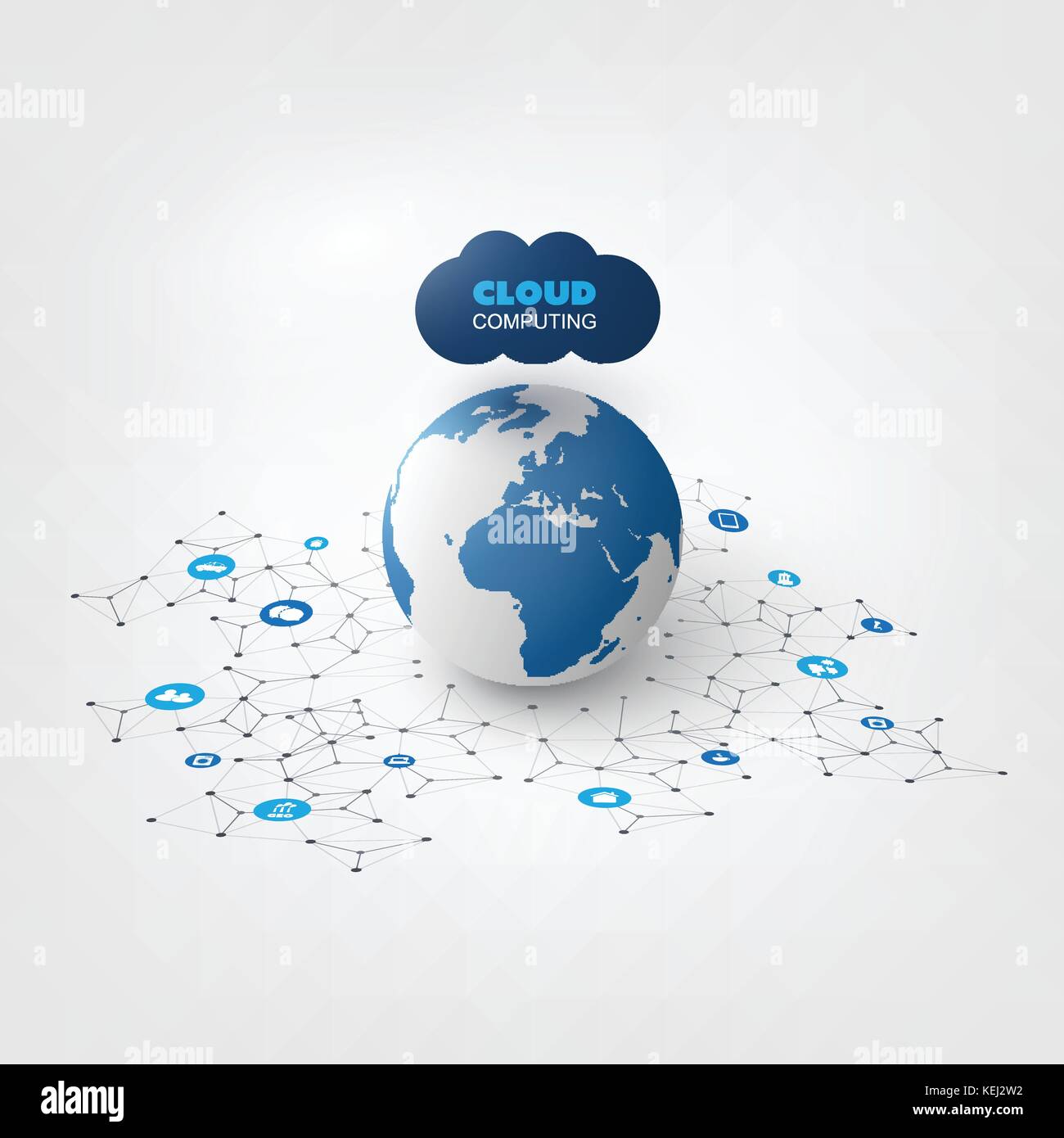 Cloud Computing Design Concept with Icons - Digital Network Connections, Technology Background ...