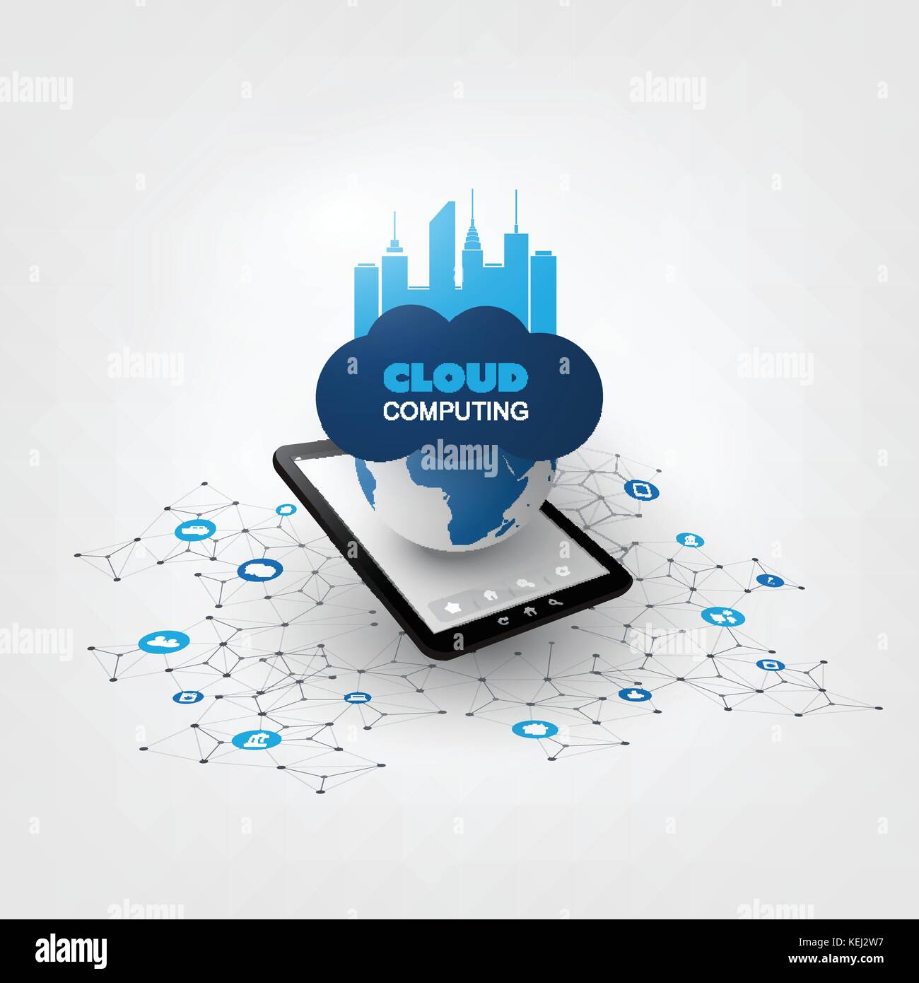 Cloud Computing Design Concept with Icons - Digital Network Connections ...
