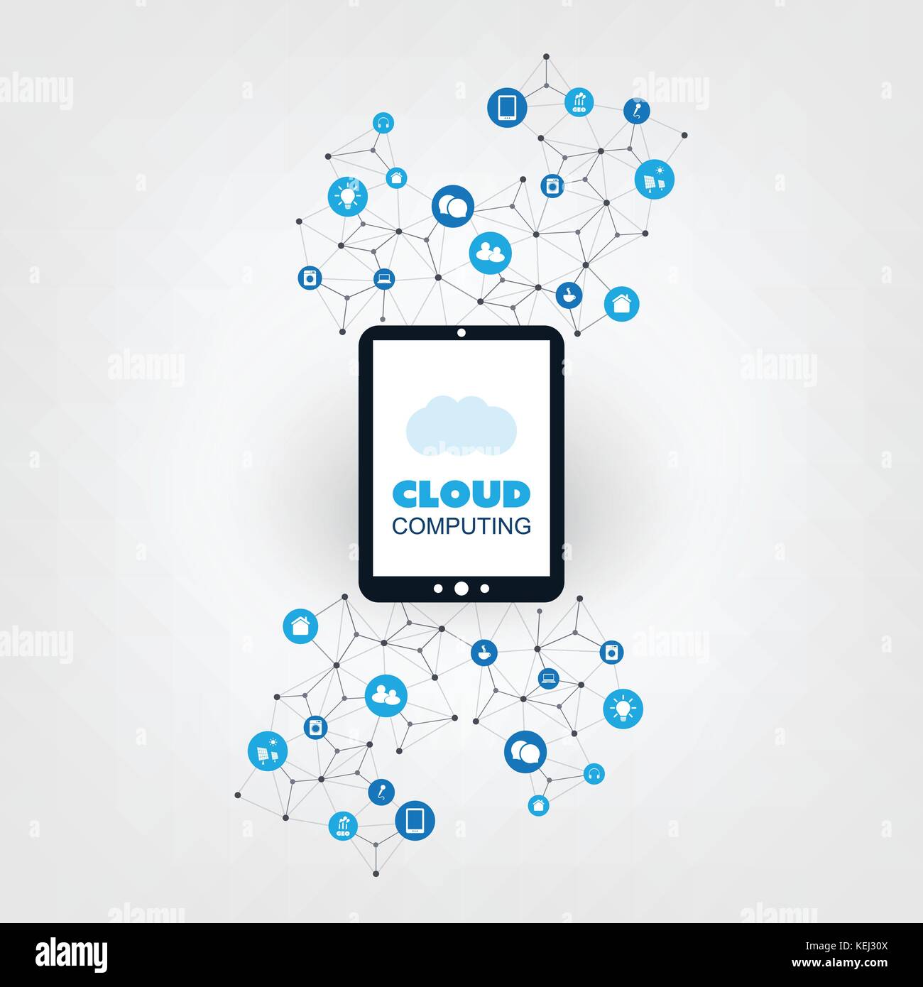 Cloud Computing Design Concept with Icons - Digital Network Connections, Technology Background ...