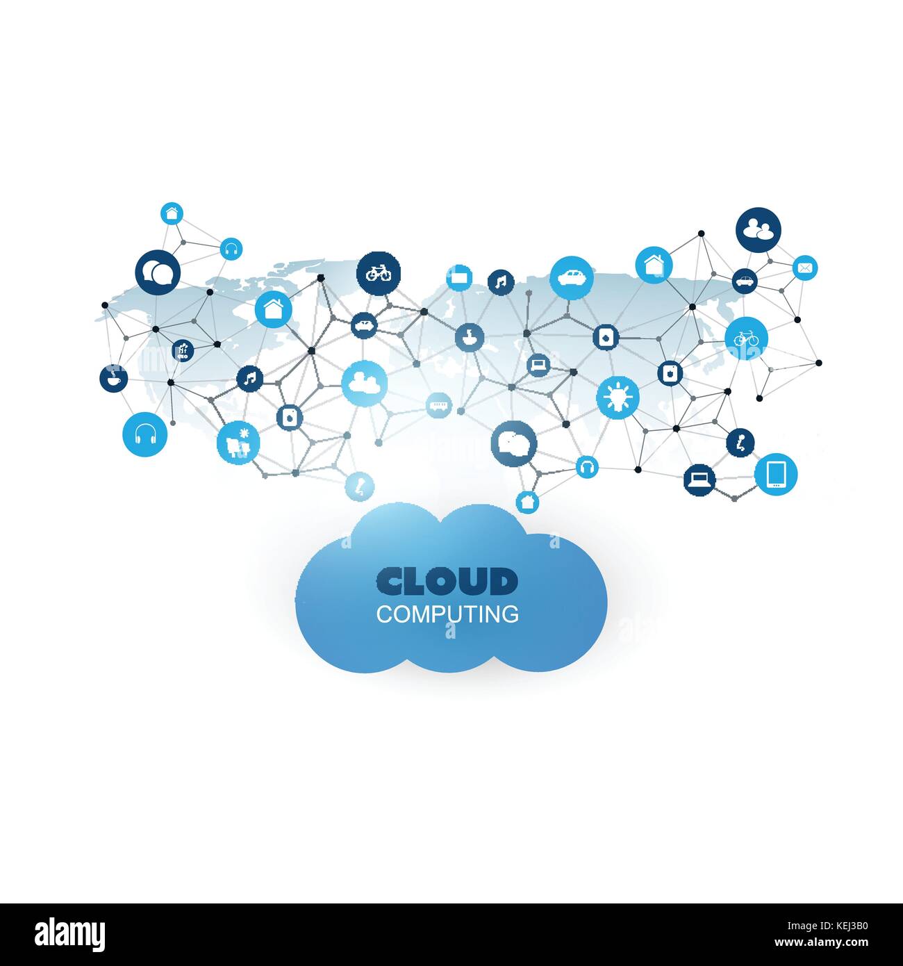 Cloud Computing Design Concept with Icons - Digital Network Connections ...