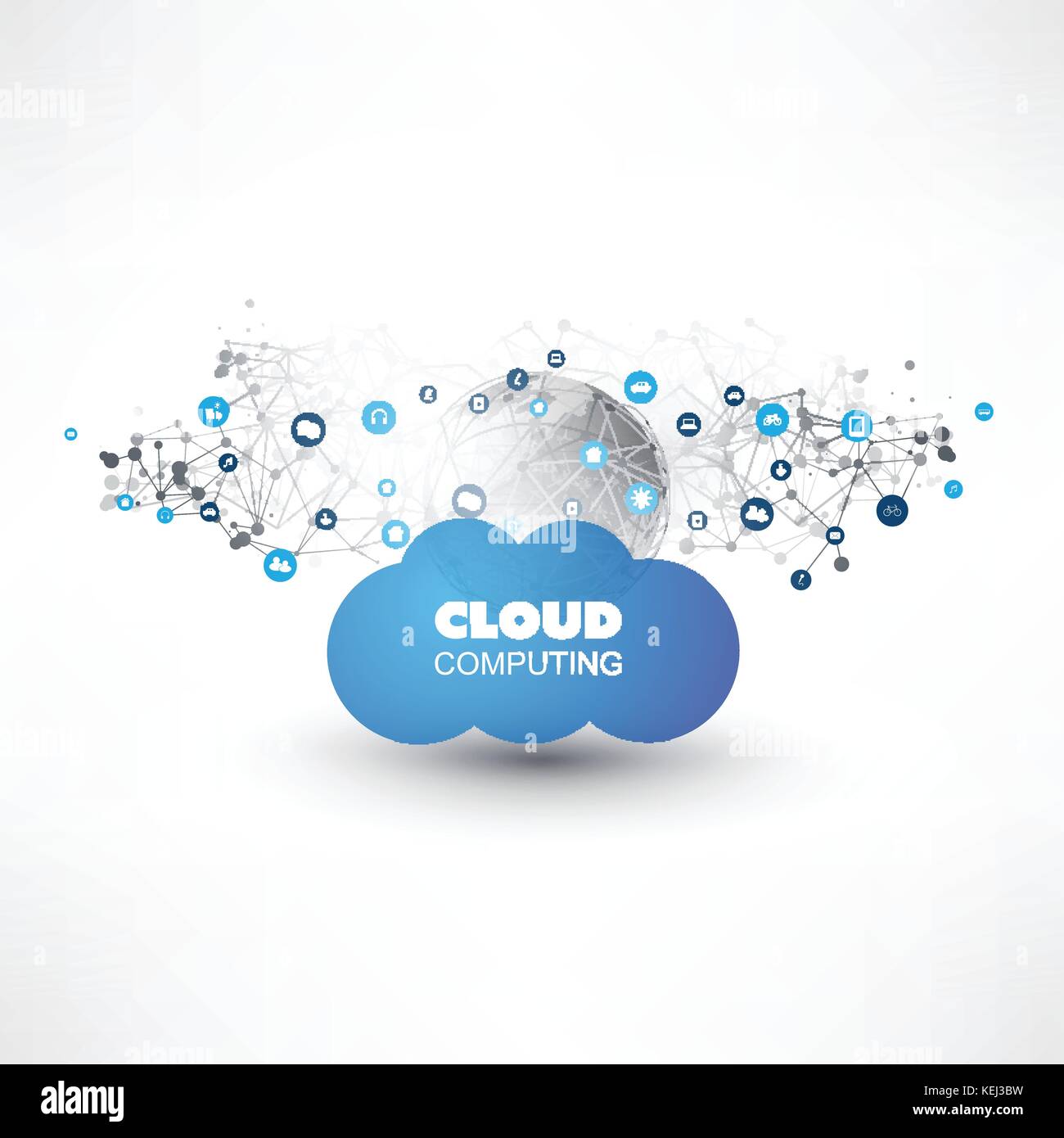 Cloud Computing Design Concept with Icons - Digital Network Connections ...