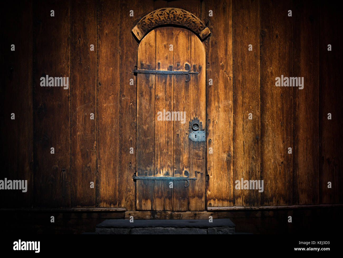 Old door of Church. Norway traditional village. Scandinavia, Europe ...