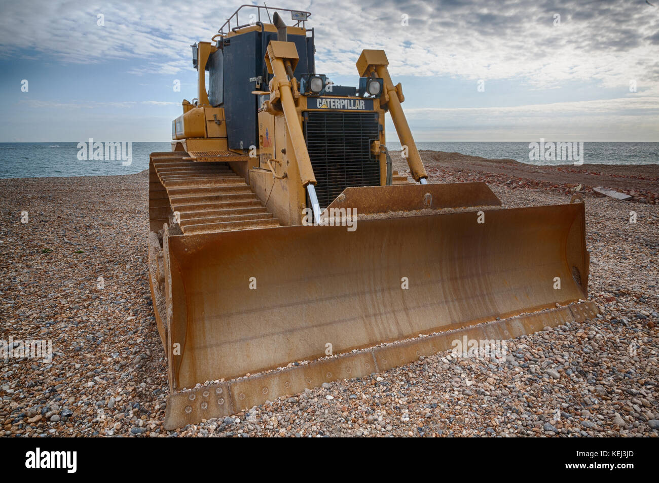 Digger On Shoreham Beach Stock Photo - Alamy