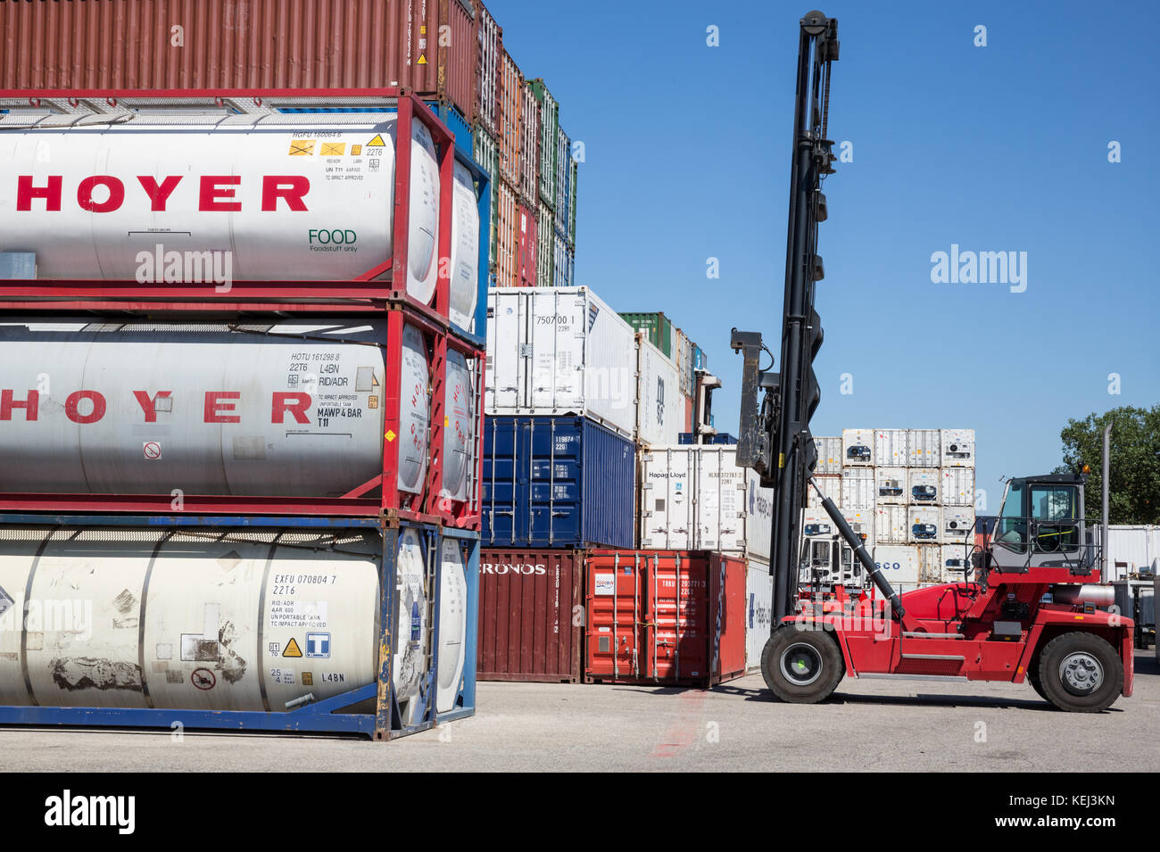 Forklift Truck and Containers, at a Port in France Stock Photo - Alamy