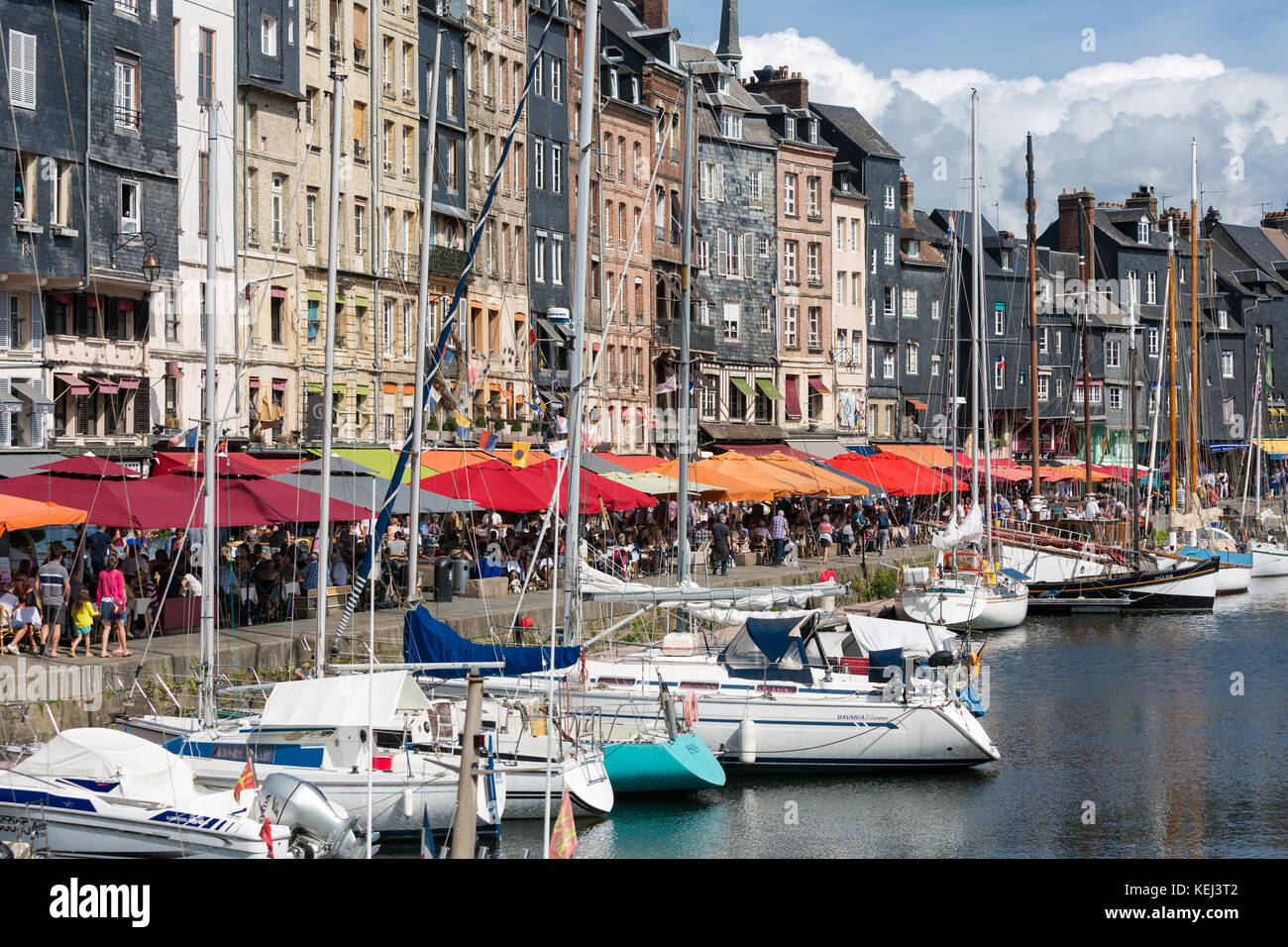 HONFLEUR, FRANCE - AUGUST 24, 2017: Harbor of historic city Honfleur ...