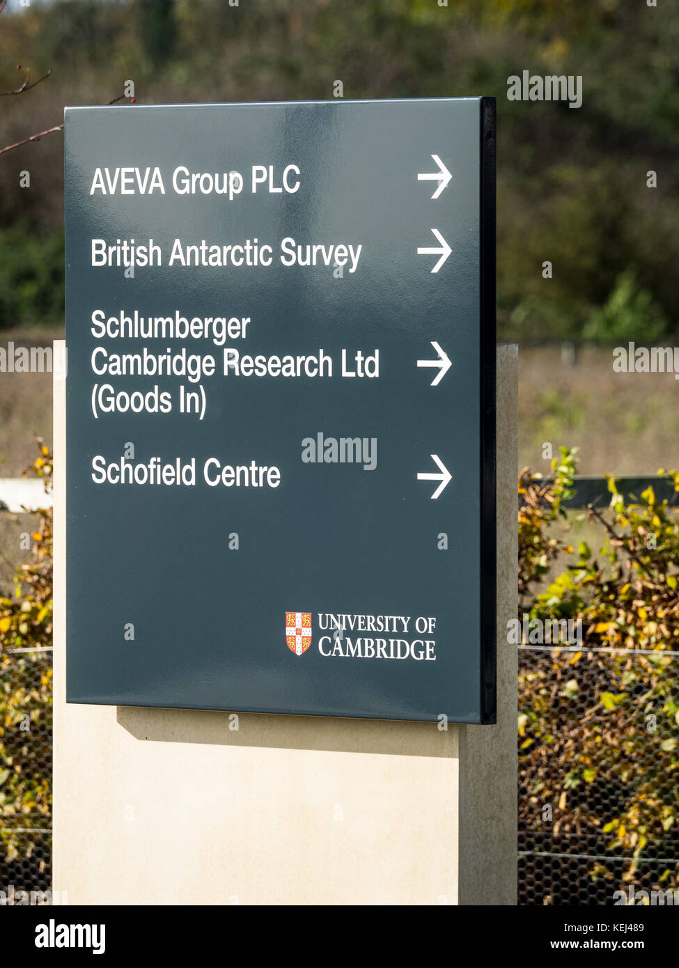 Sign on the West Cambridge Site of the University of Cambridge - Aveva ...