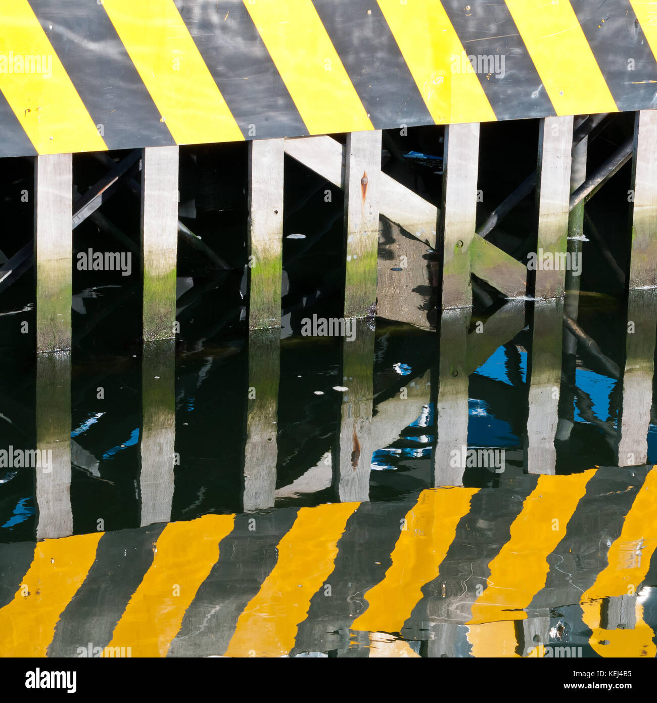 The hazard warning on the lock gate at the marina, along with its ...