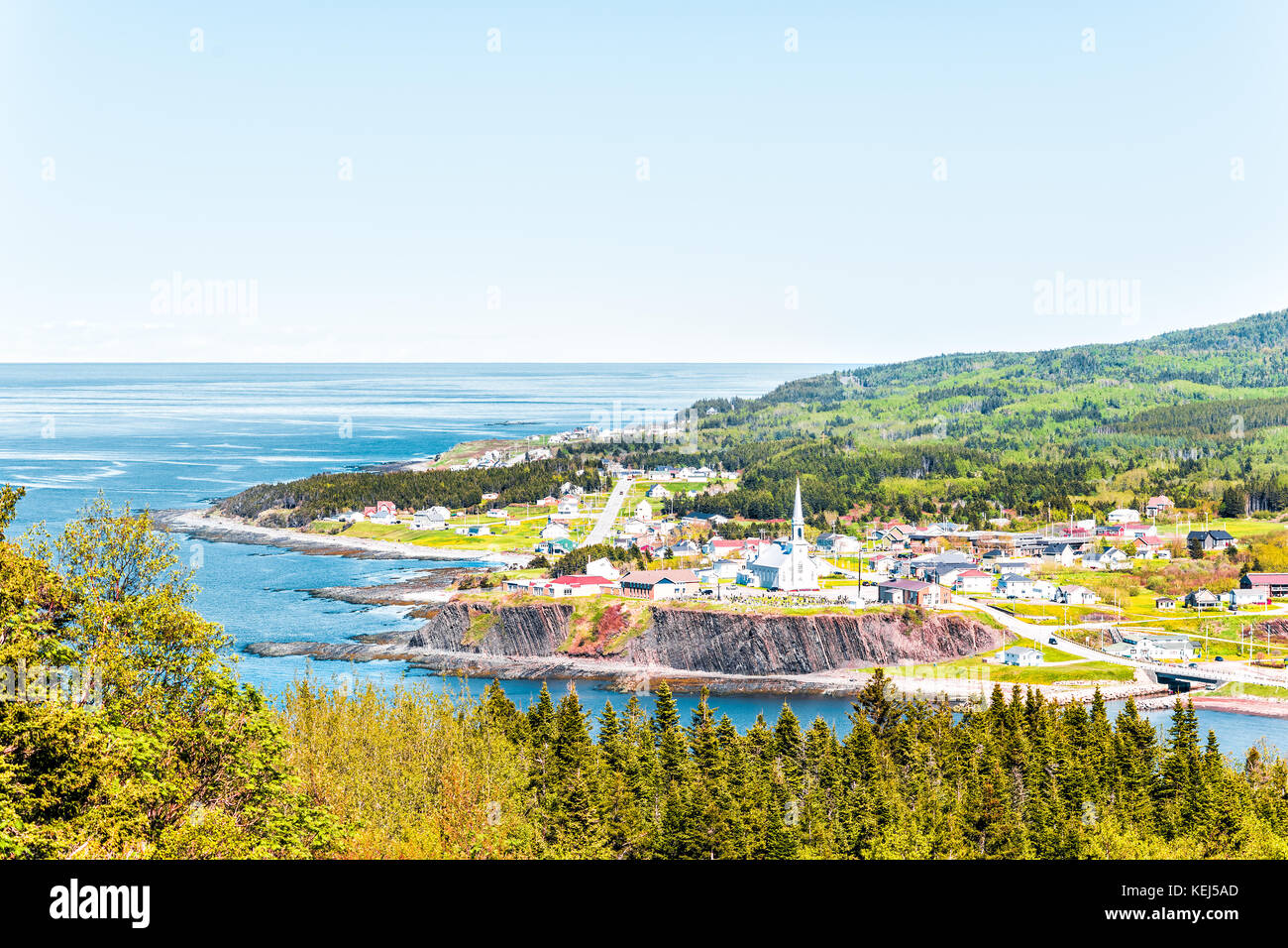 Aerial cityscape skyline view of Grande-Vallee village town and Saint ...