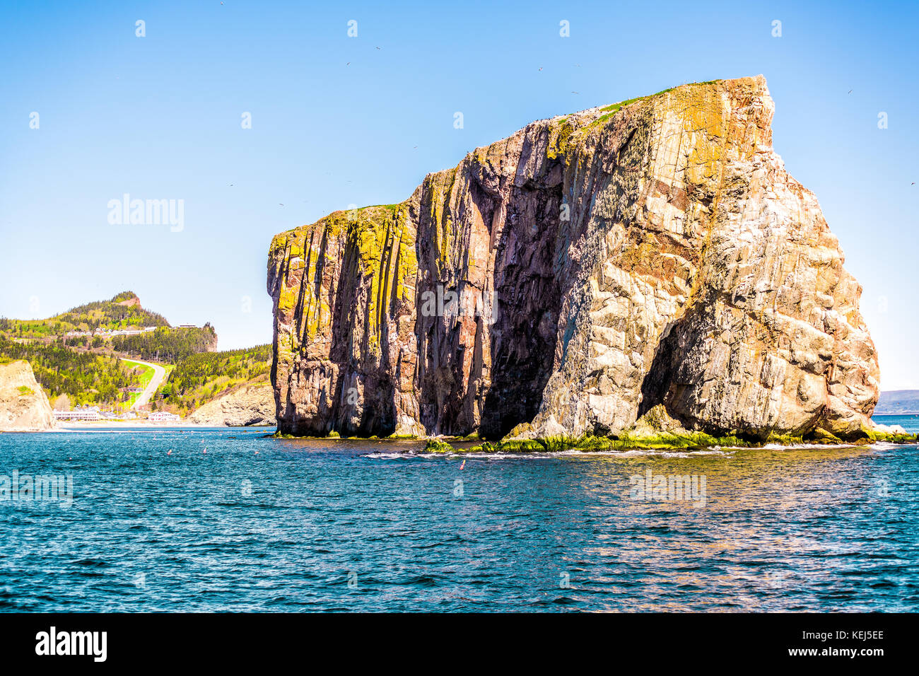 Rocher Perce rock in Gaspe Peninsula, Quebec, Gaspesie region with ...