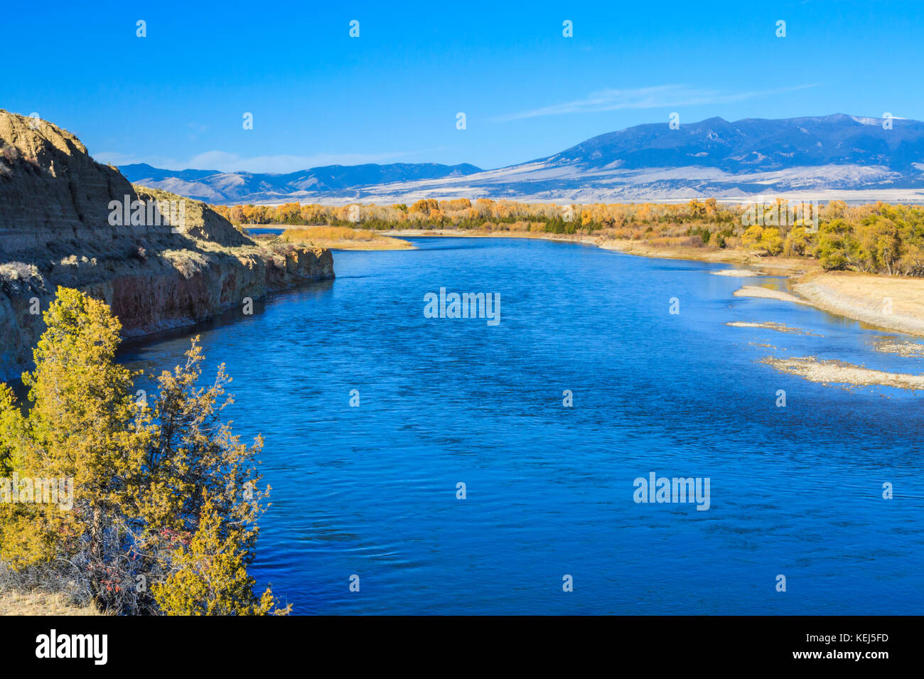 fall colors along the missouri river near townsend, montana Stock Photo ...