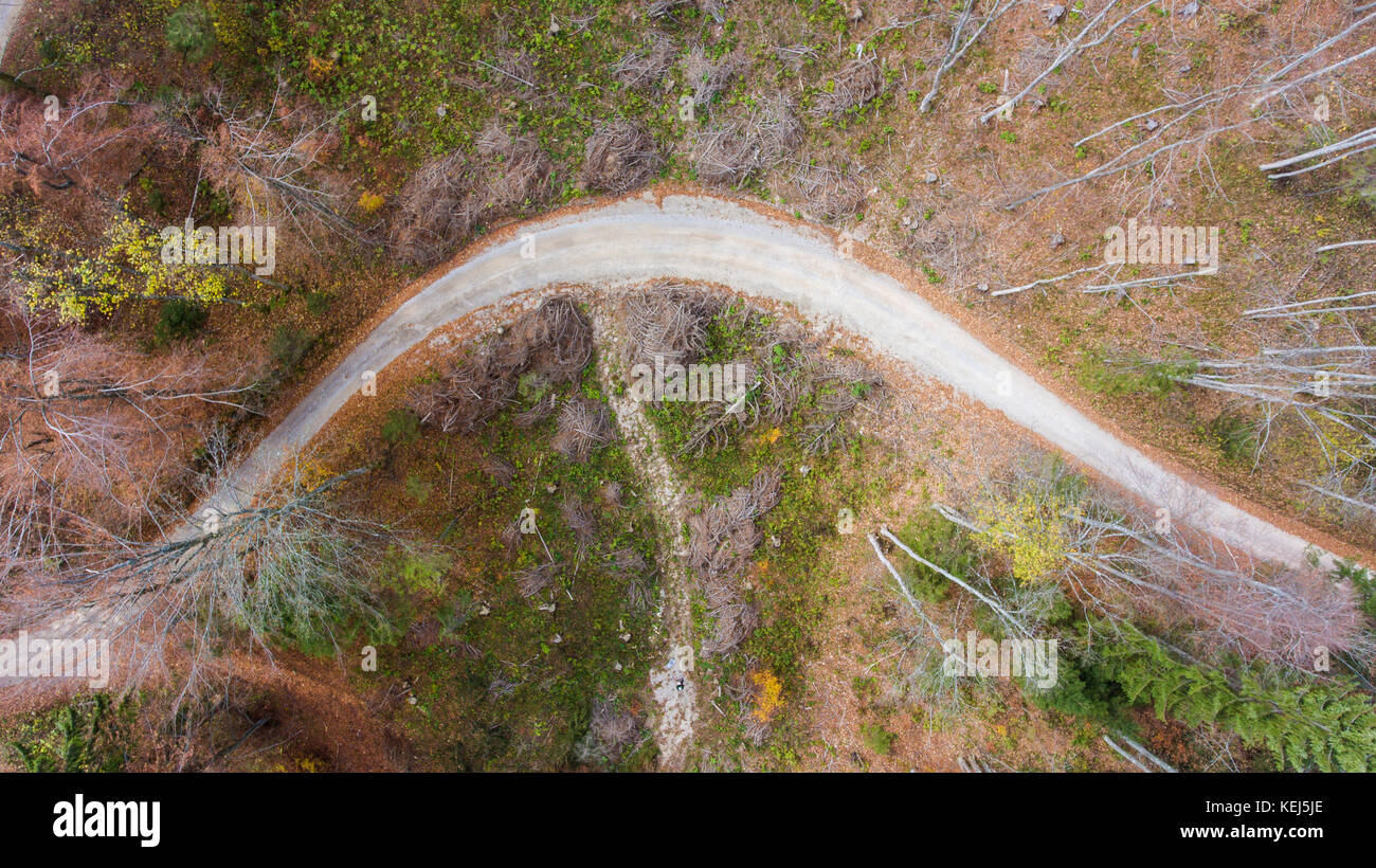 Aerial view of a road turn Stock Photo - Alamy