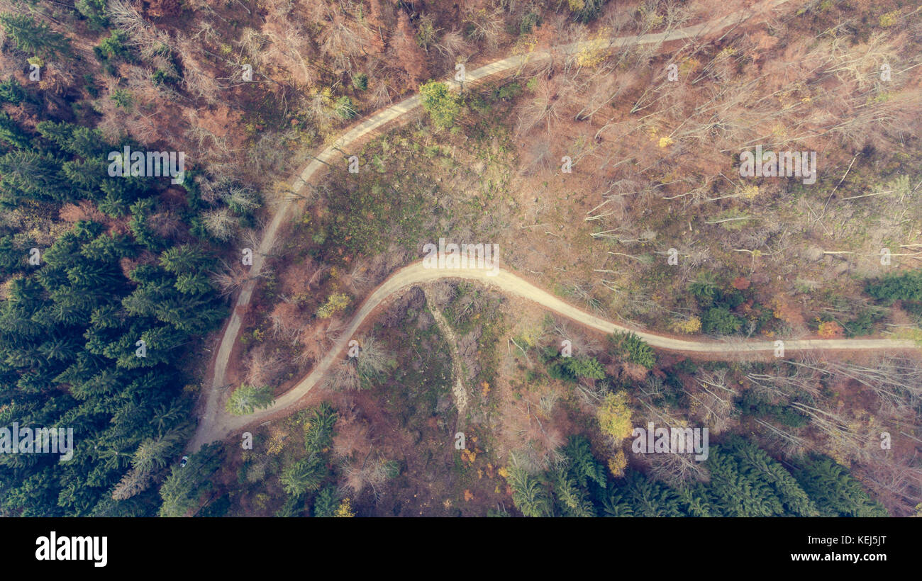 Aerial view of a road turn Stock Photo - Alamy