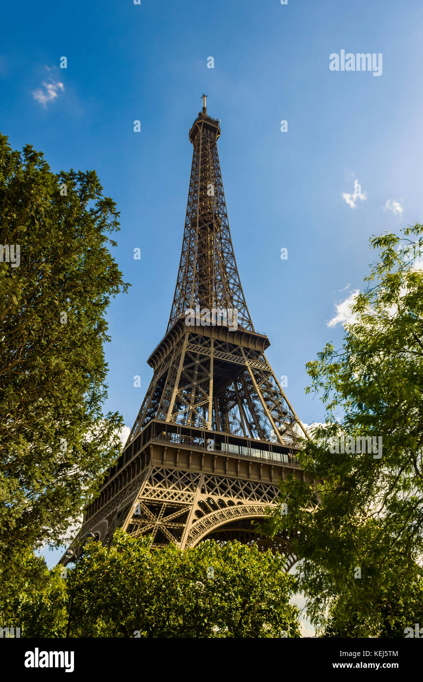 Eiffel tower paris angled hi-res stock photography and images - Alamy