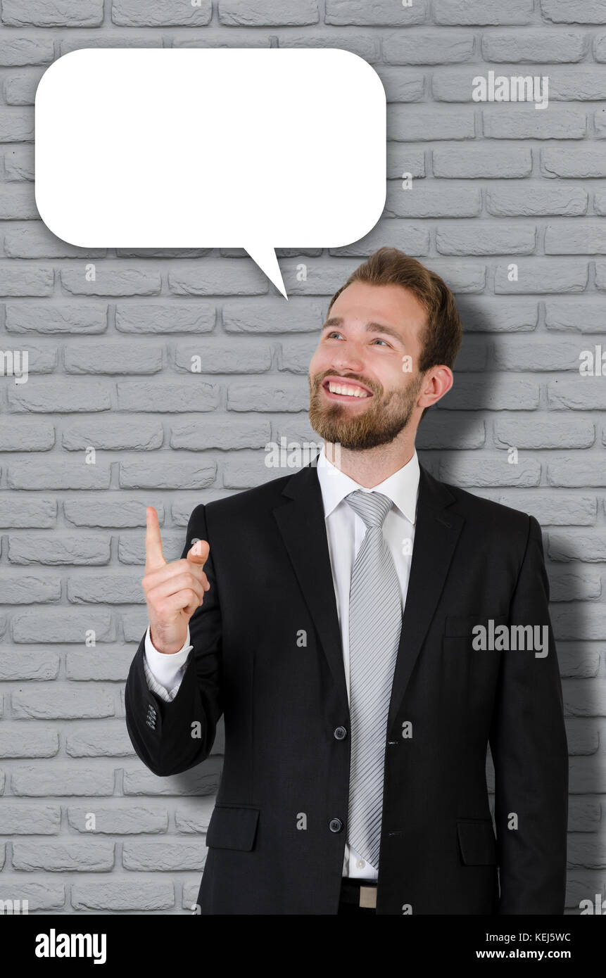 Finger pointing up man hi-res stock photography and images - Alamy