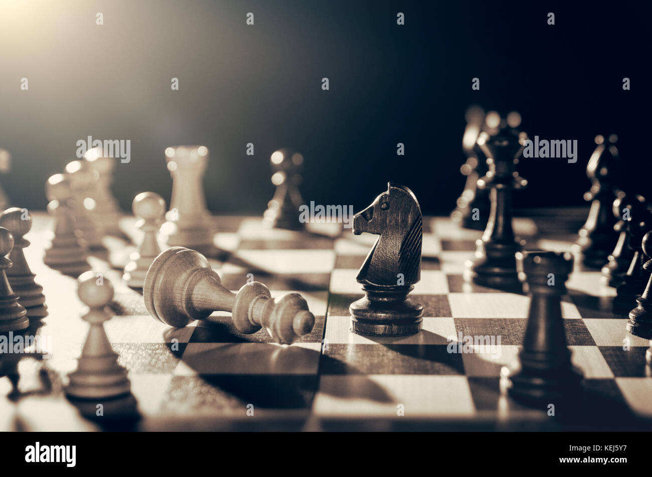 Chess financial business strategy concept. King loses the fight Stock ...