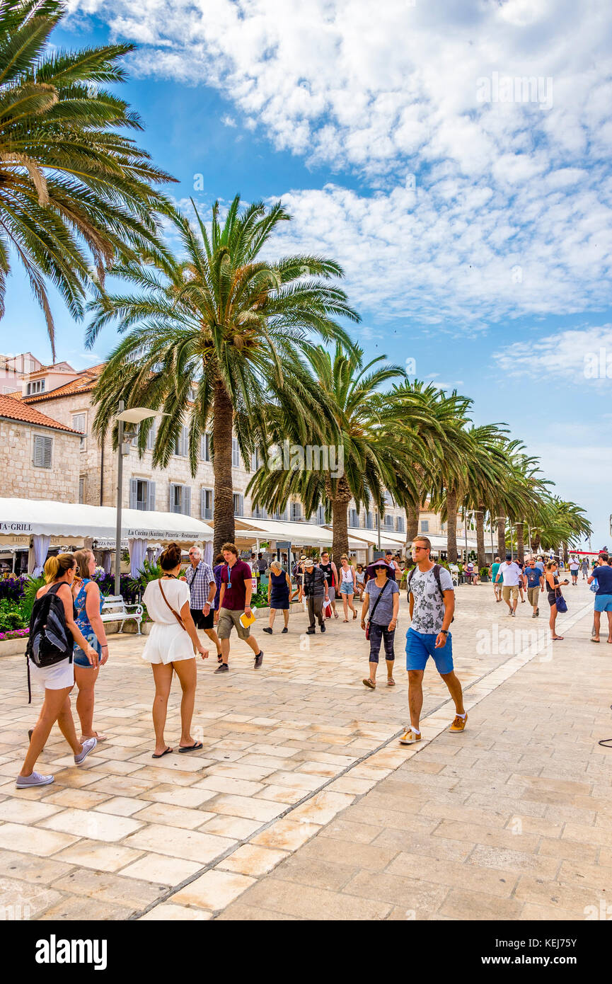 Hvar Town Riva is a promenade that surrounds the water. Croatia Stock ...
