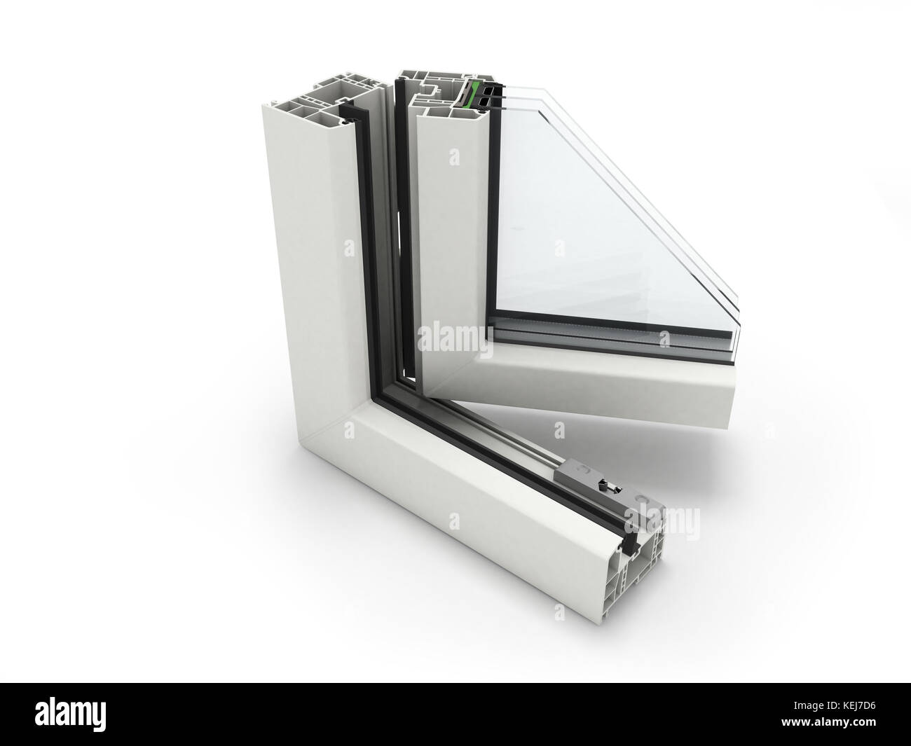 Open Plastic Window profile isolated on white Stock Photo - Alamy