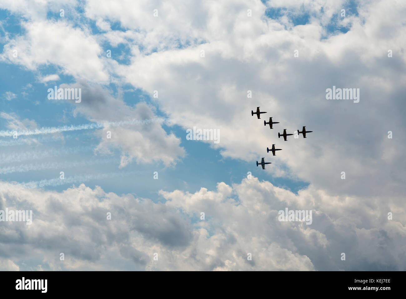 Planes in the air at the parade in Zhukovsky Stock Photo - Alamy