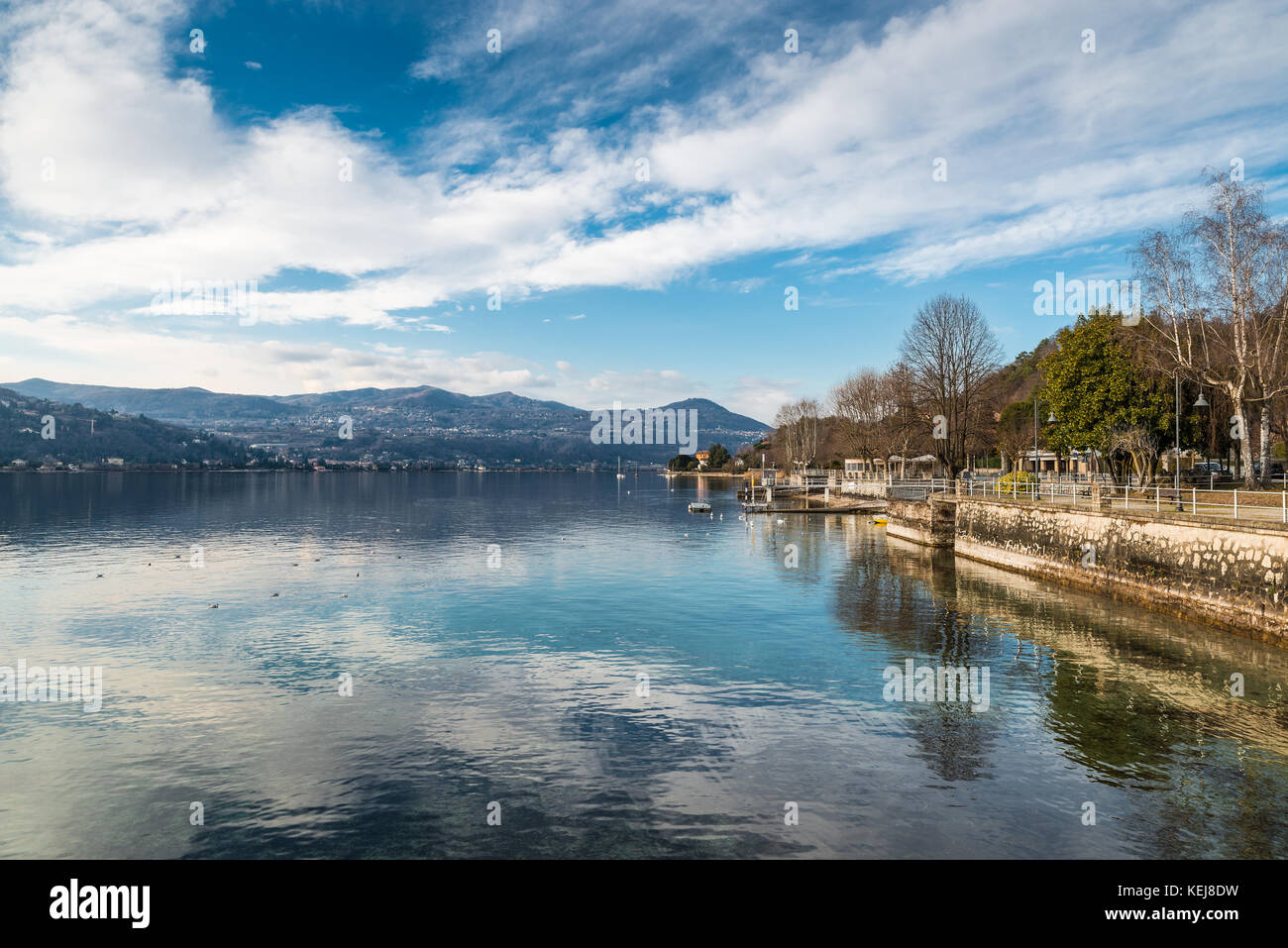 Lake Maggiore, Angera, Italy. View from the village towards the bank of ...